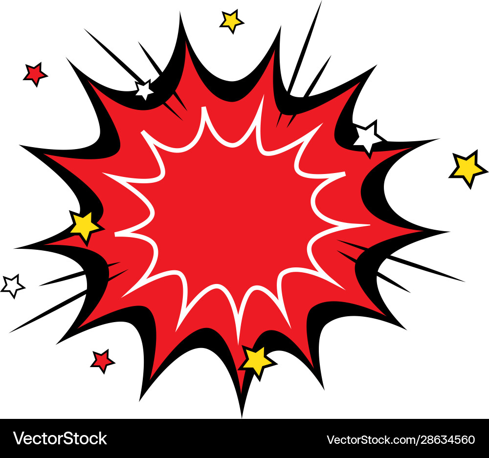 Explosion red color pop art style icon Royalty Free Vector