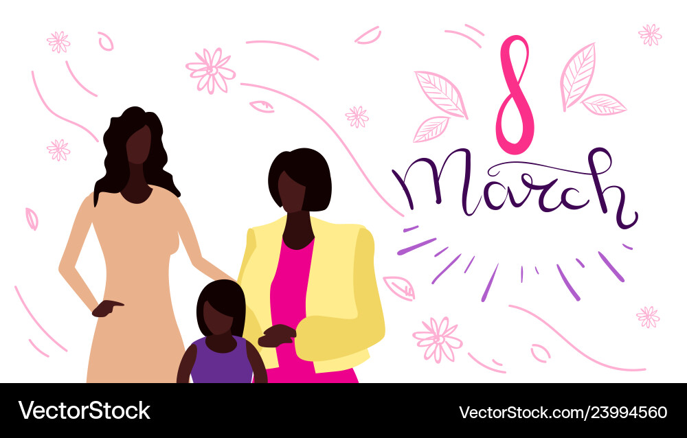 Happy three generations women standing together Vector Image