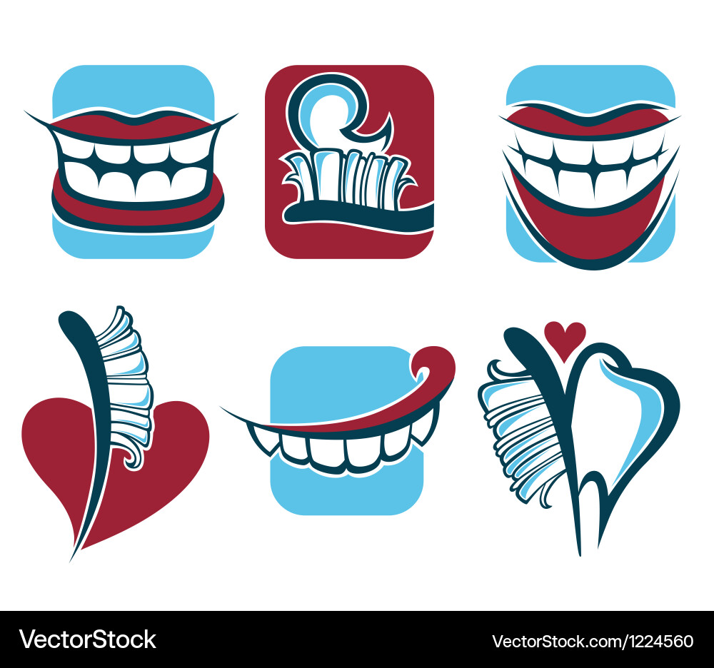 Healthy smile dentist collection Royalty Free Vector Image