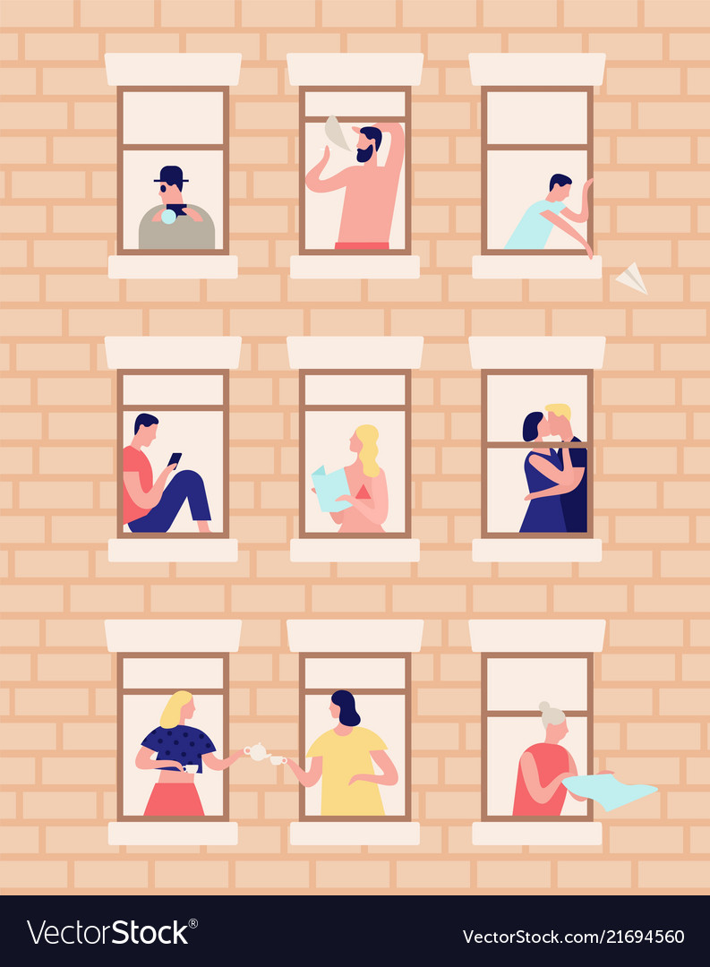 Neighbors And Neighborhood Exterior Of Building Vector Image