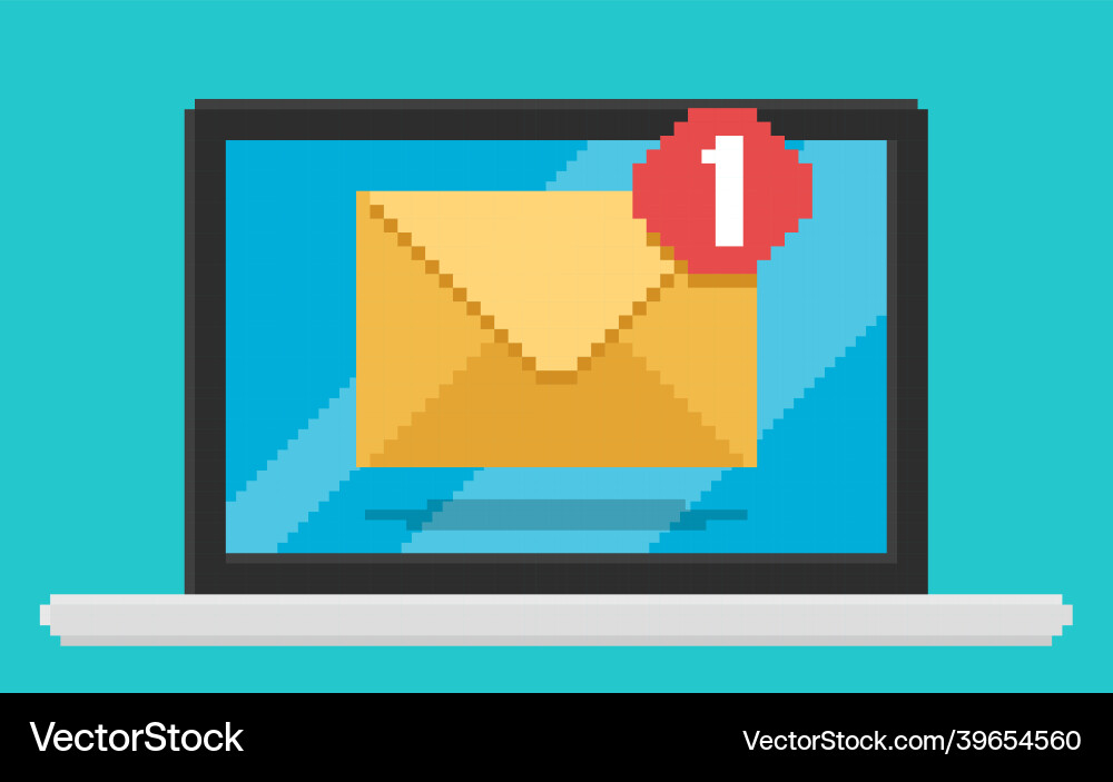 Pixel art style of email count Royalty Free Vector Image