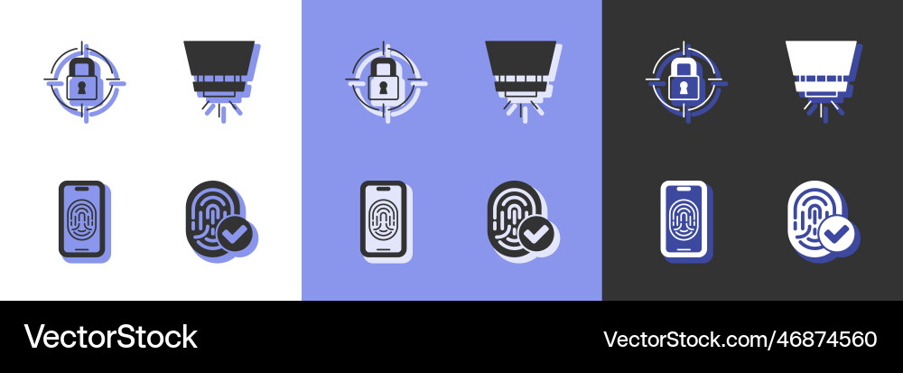 Set fingerprint lock mobile with fingerprint Vector Image