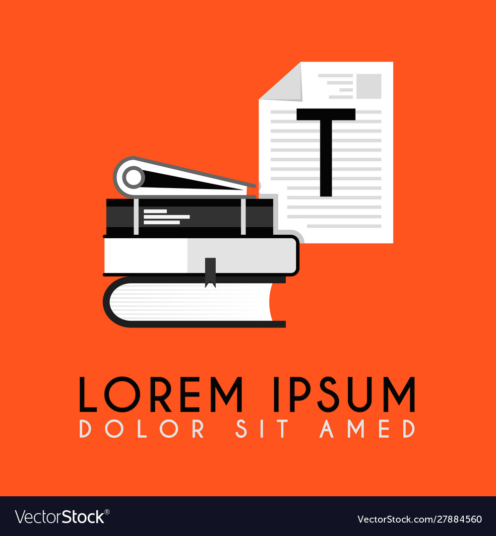 Stack books with additional initial t logo Vector Image