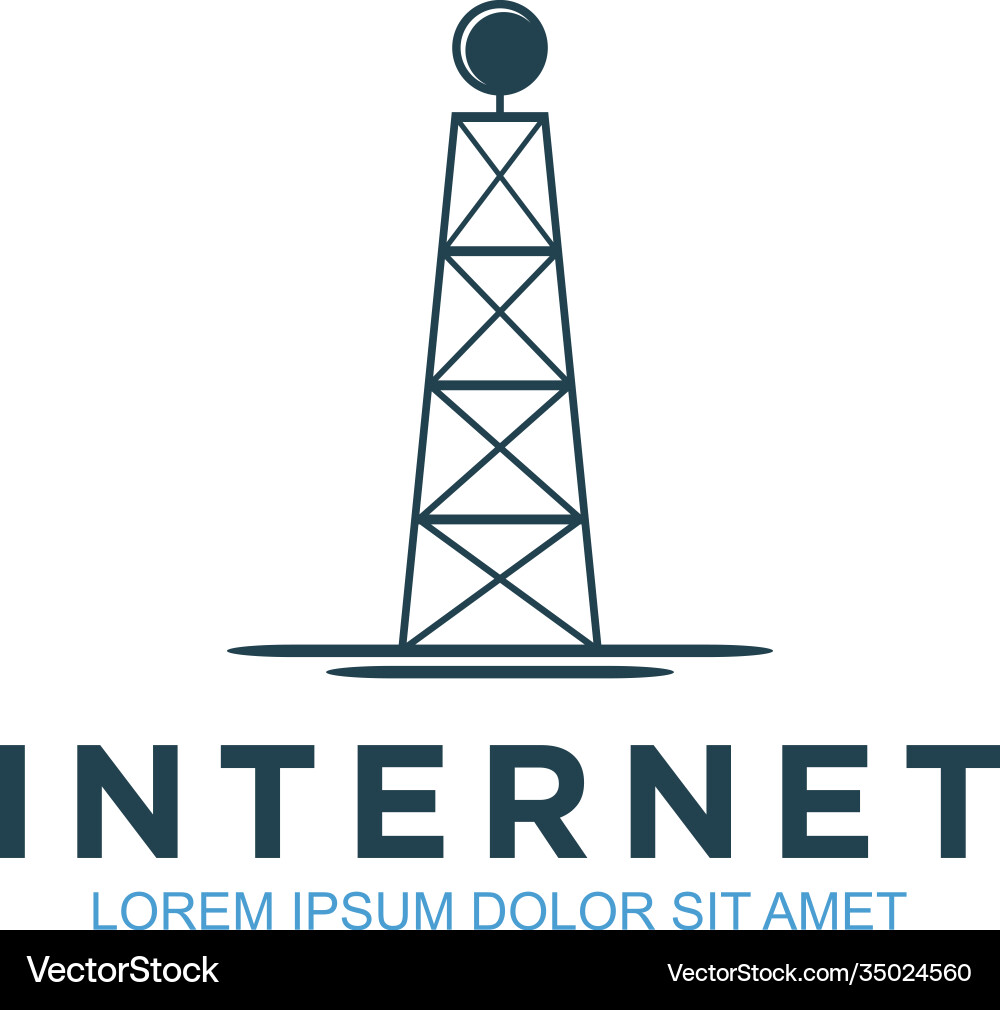 Tower signal internet logo design - modern Vector Image