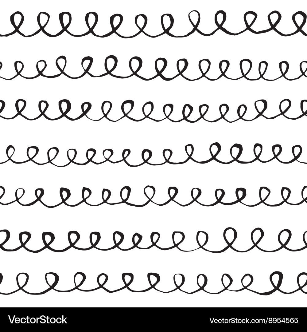 Abstract hand drawn curved paint lines seamless Vector Image