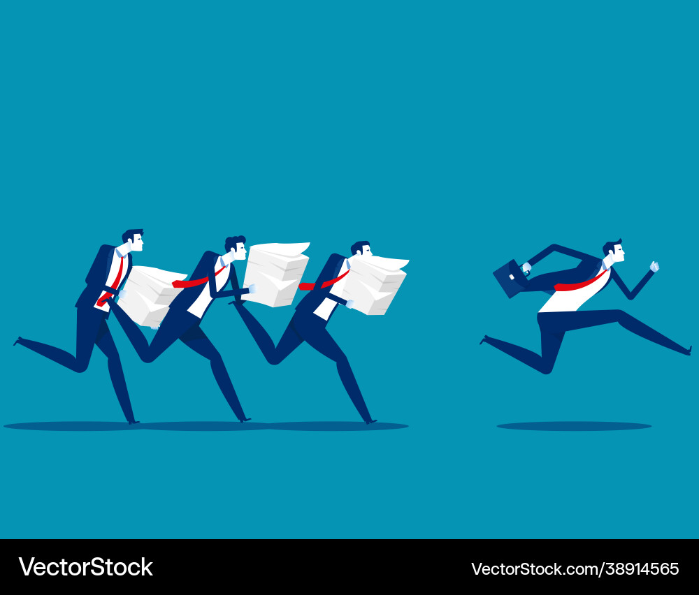 Business person run away from increased work Vector Image