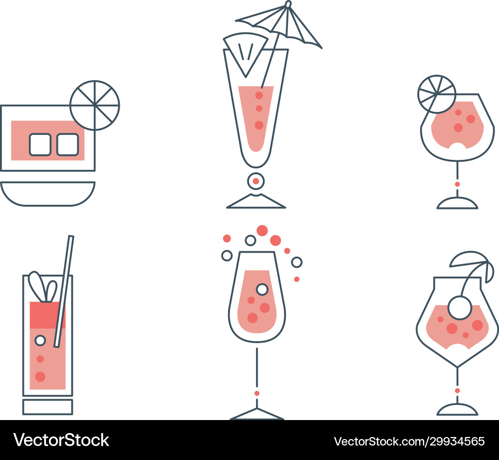 Cocktails collection alcoholic and refreshing Vector Image