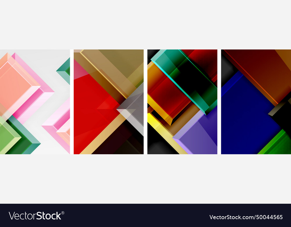 Color glass glossy square composition poster set Vector Image