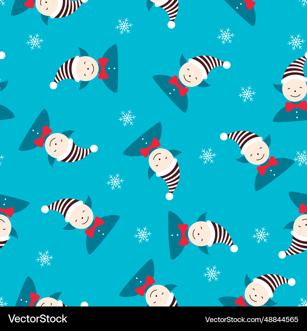 Cute elf with snowflakes and christmas hat Vector Image