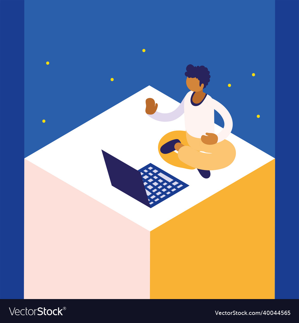 Guy using laptop Royalty Free Vector Image - VectorStock