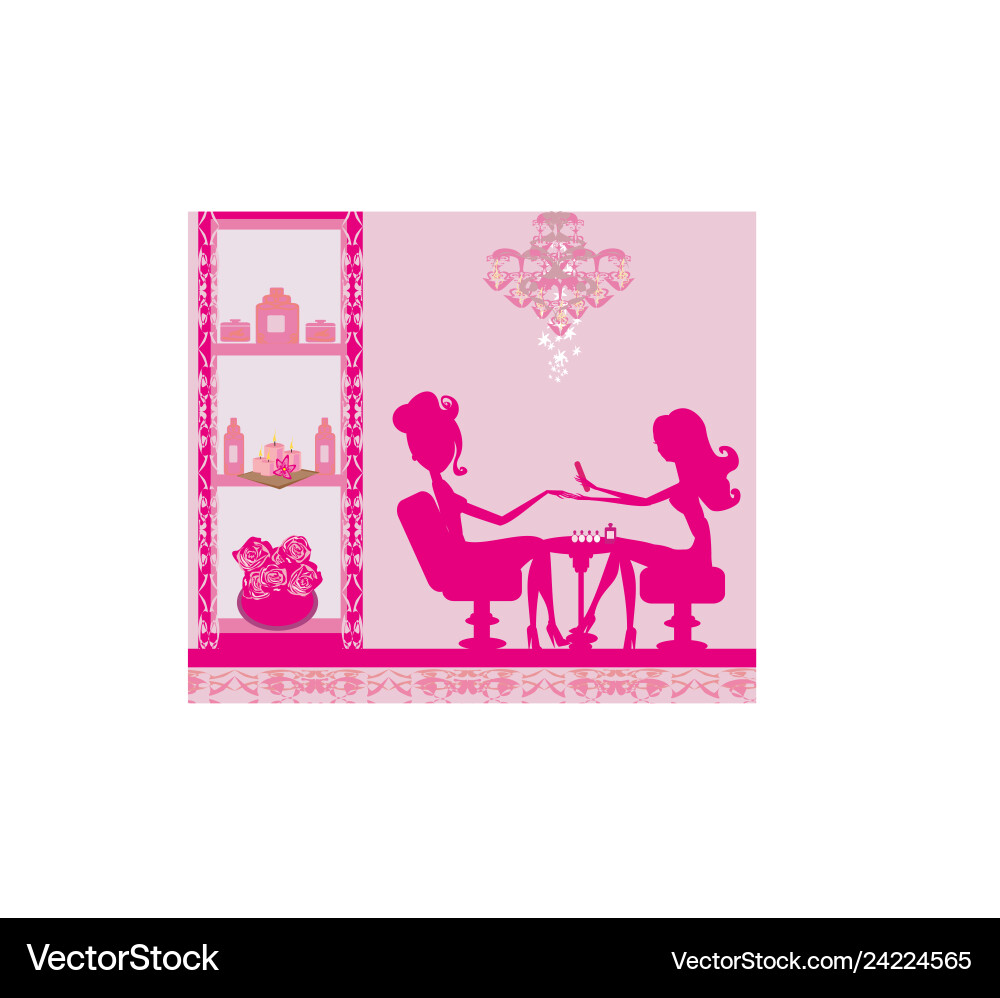 Lady doing manicure in beauty salon Royalty Free Vector