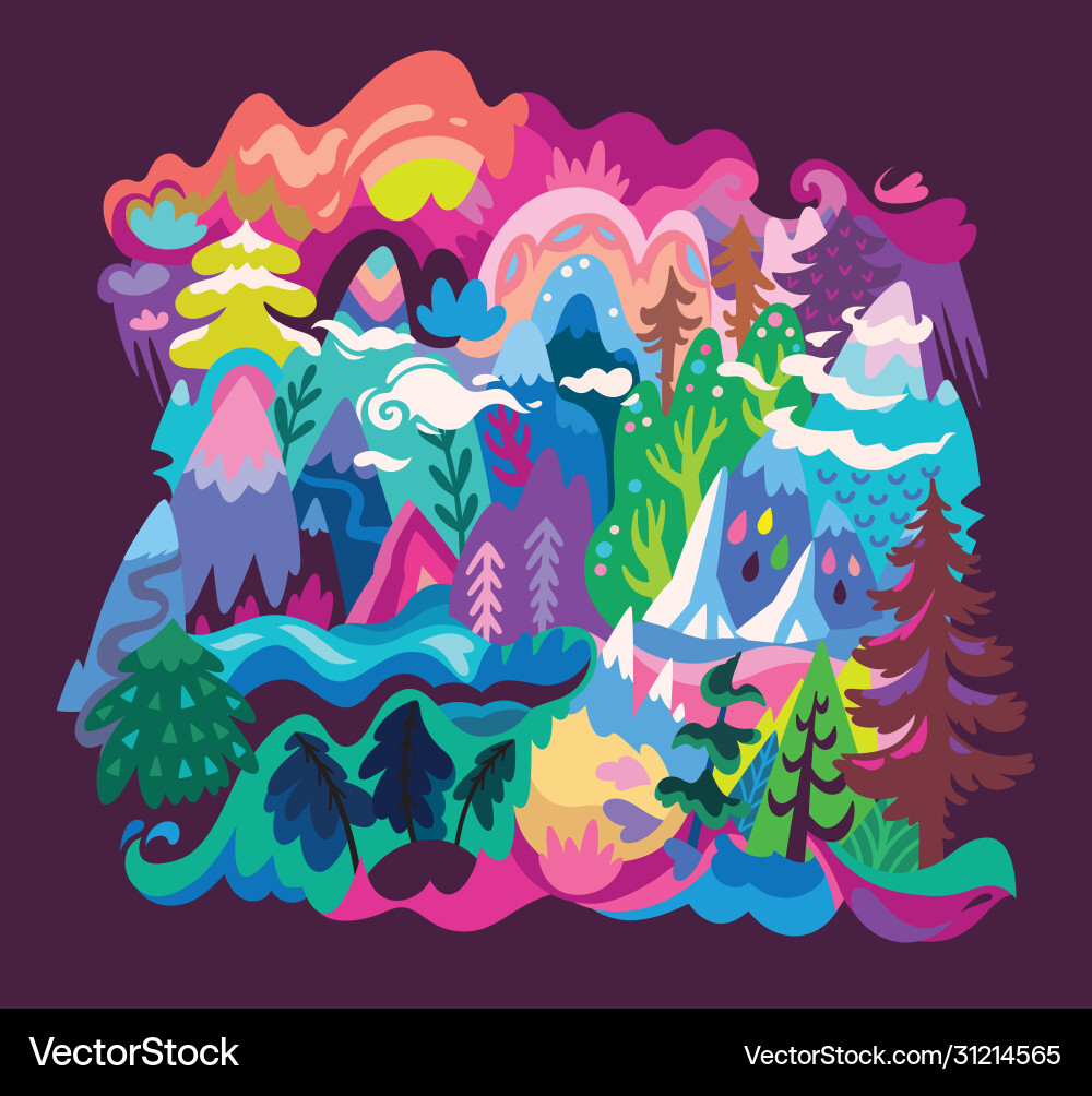 Nature landscape print in modern style Royalty Free Vector
