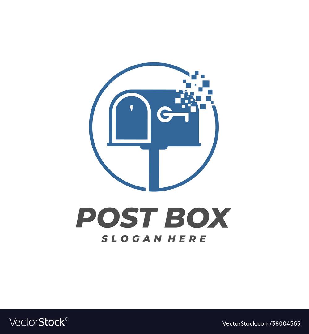 Pixel post box logo template creative Royalty Free Vector