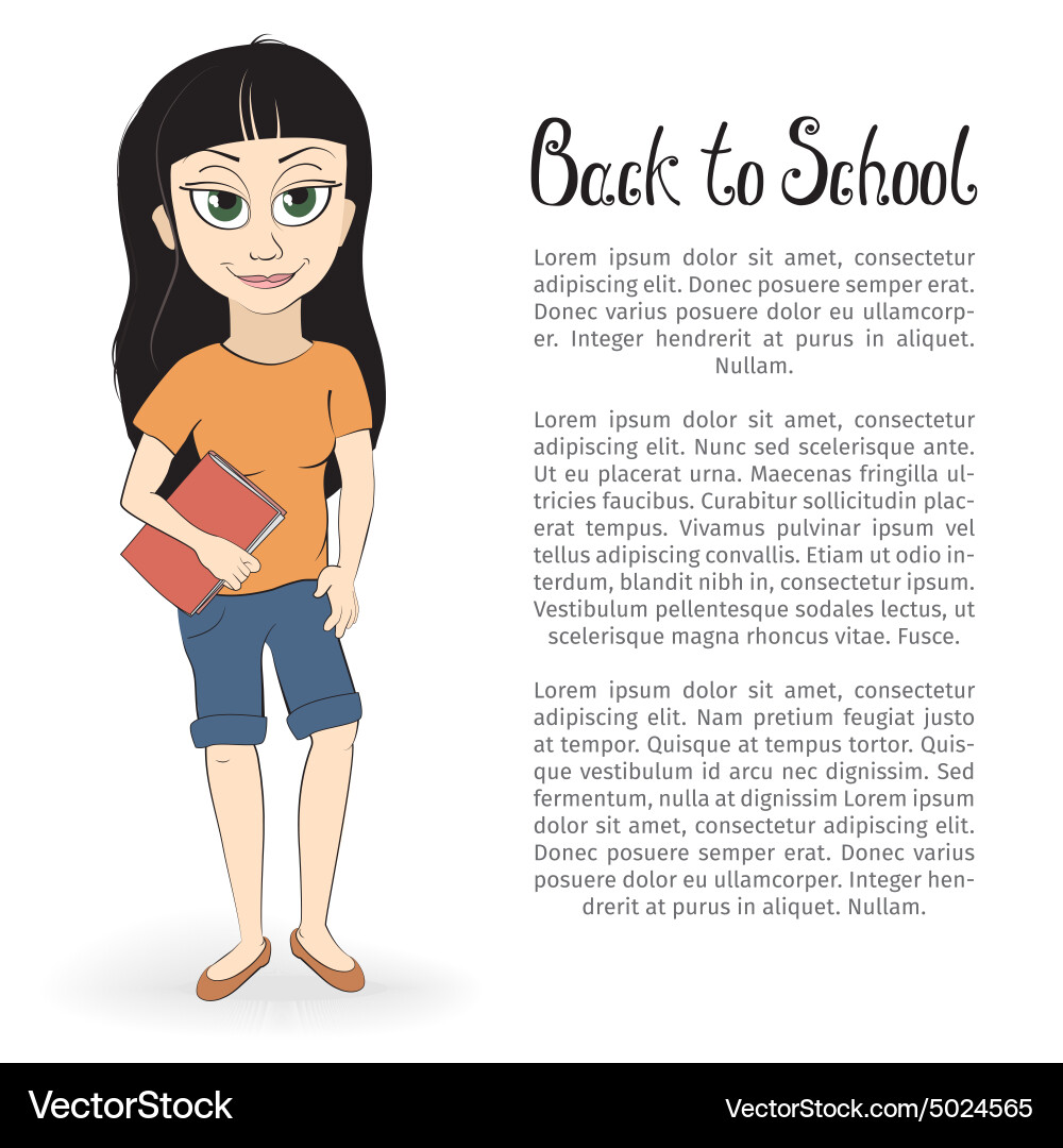 Schoolgirl with synopses in the hands Royalty Free Vector