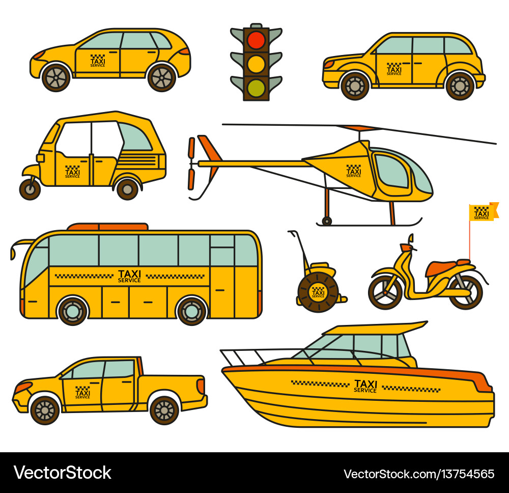 Taxi line icons set Royalty Free Vector Image - VectorStock