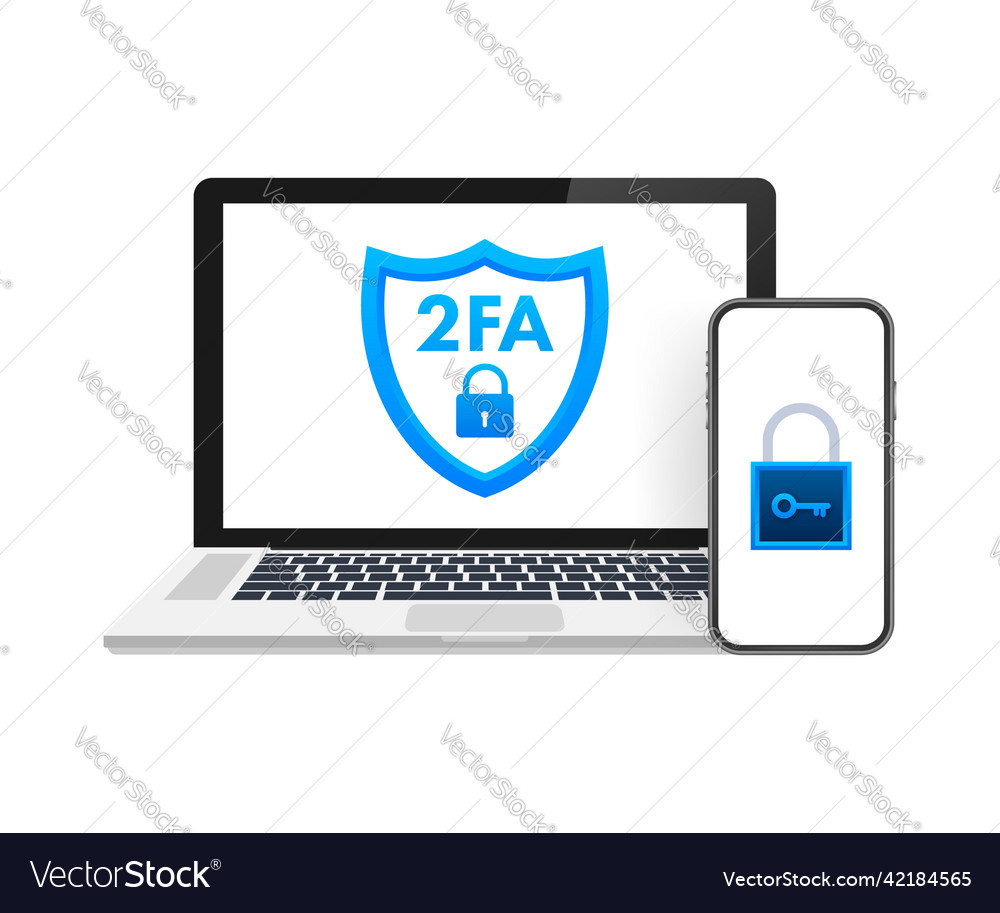 Two step authentication 2fa flat cartoon Vector Image