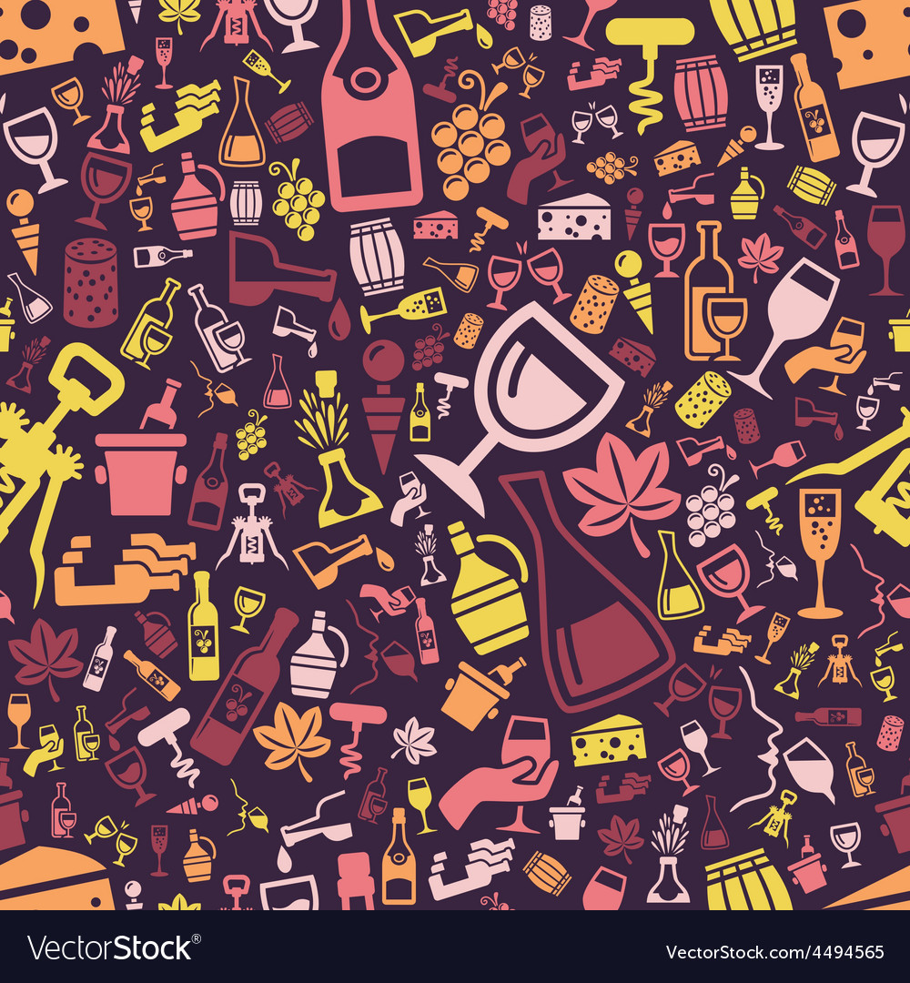 Wine seamless pattern Royalty Free Vector Image