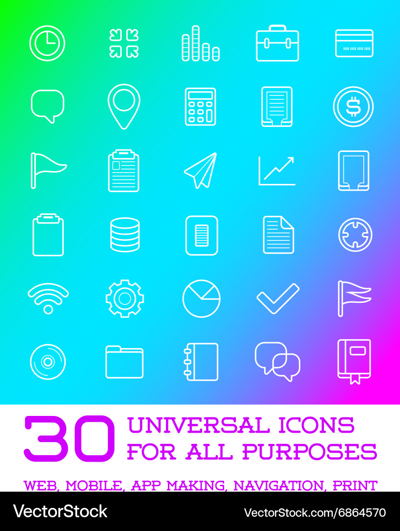 30 universal icons set for all purposes web mobile
