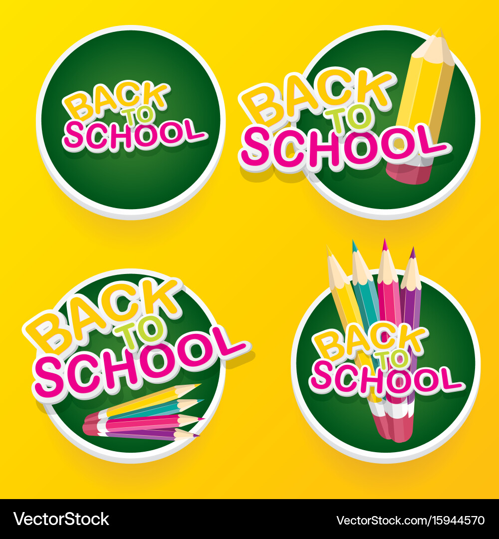 Back to school label with text and pencil Vector Image