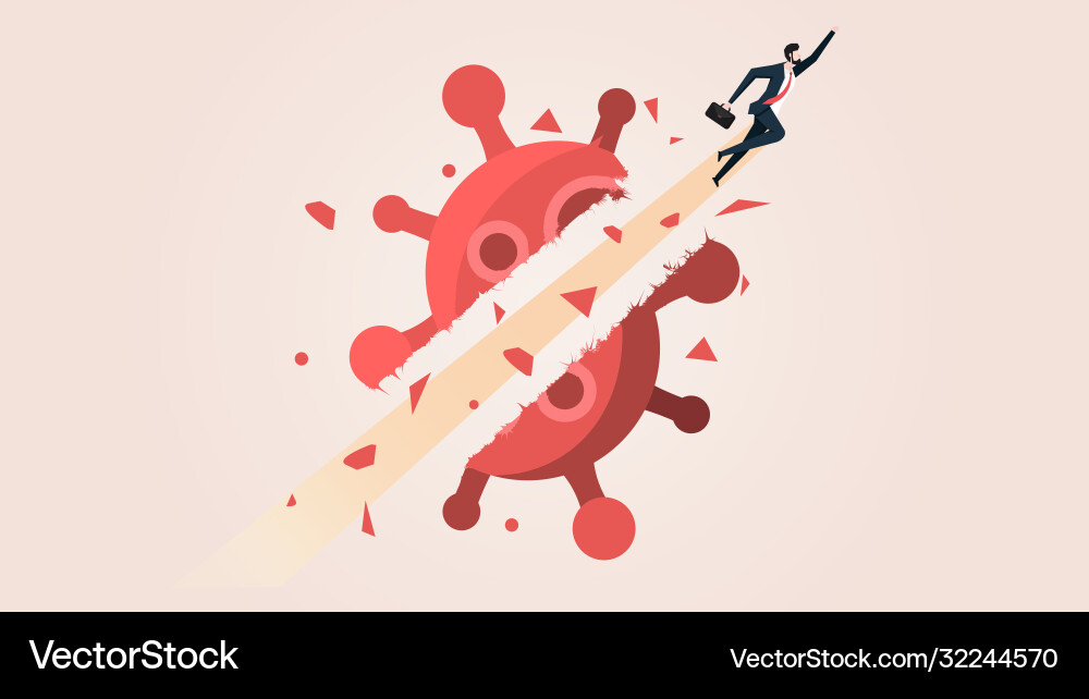 Businessman fly breakthrough coronavirus crisis Vector Image