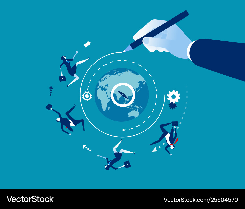 Direction hand drawing a line leading around the Vector Image