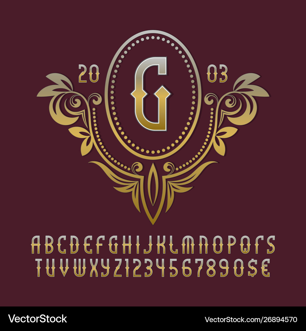 Golden monogram template in splendid floral Vector Image