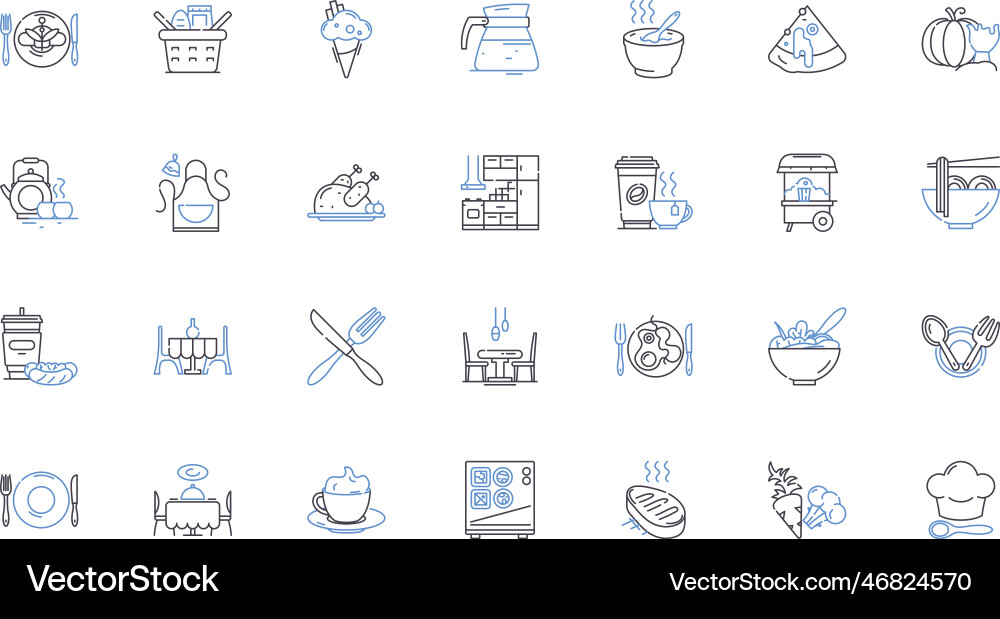 Kitchen business line icons collection culinary Vector Image
