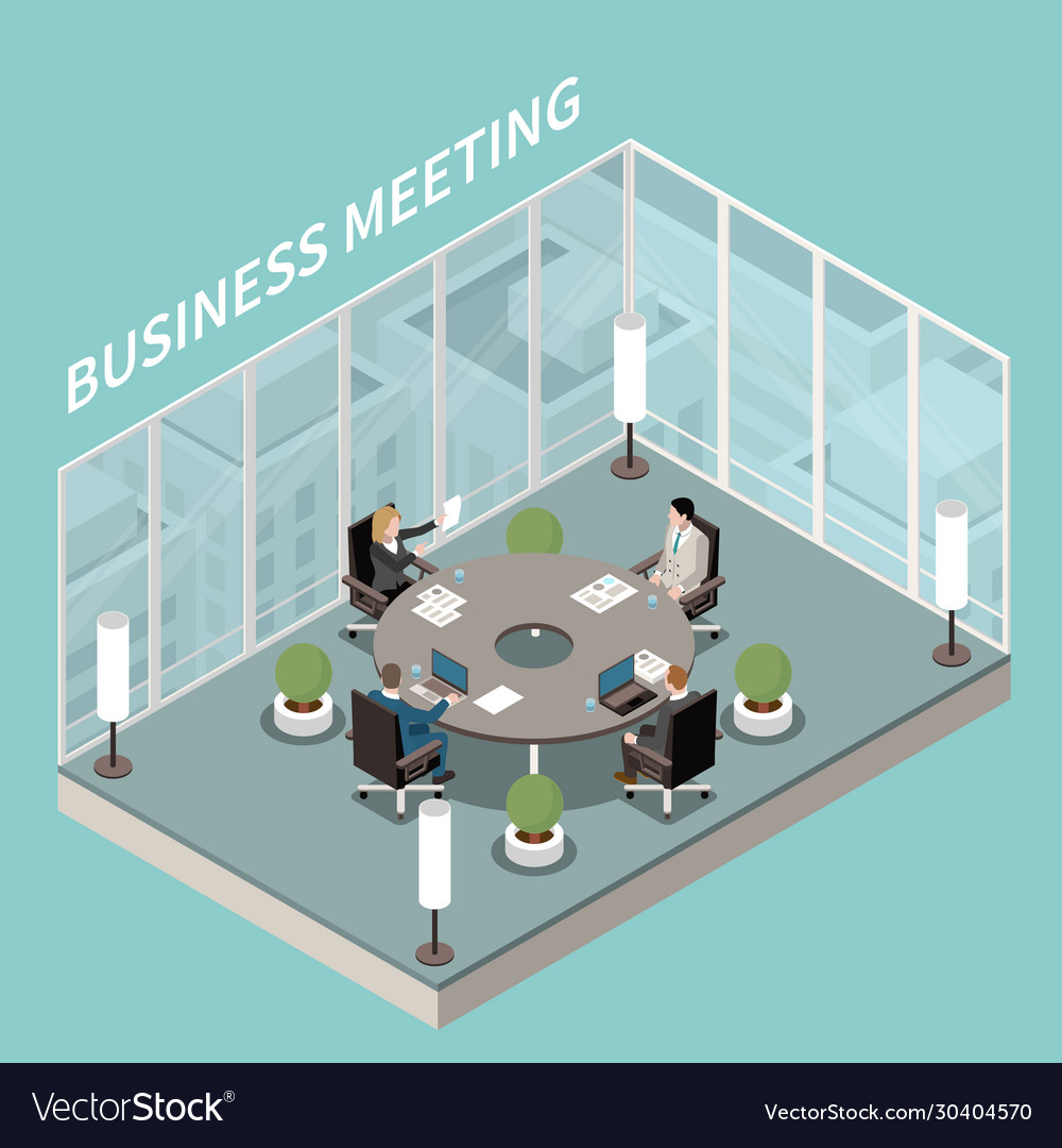 Meeting room isometric composition Royalty Free Vector Image Meeting room isometric composition Royalty Free Vector Image