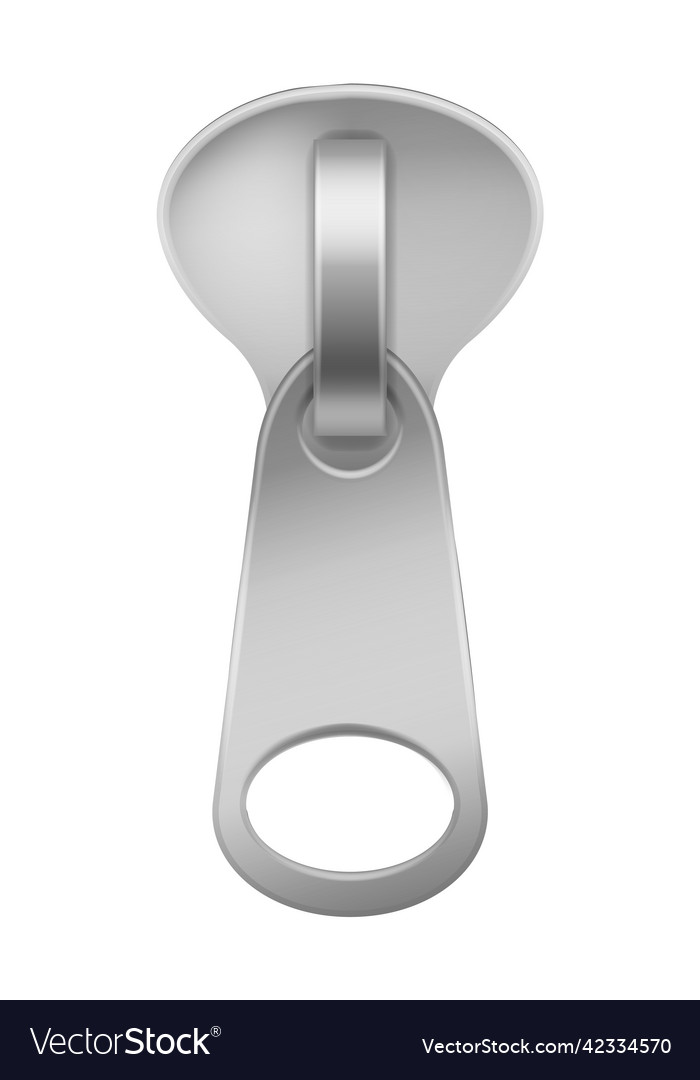 Metal puller for zipper fastener realistic slider Vector Image