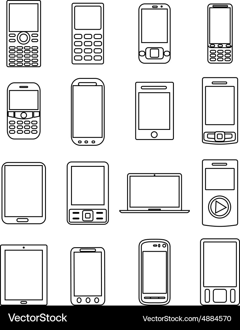 Mobile phones line icons set Royalty Free Vector Image