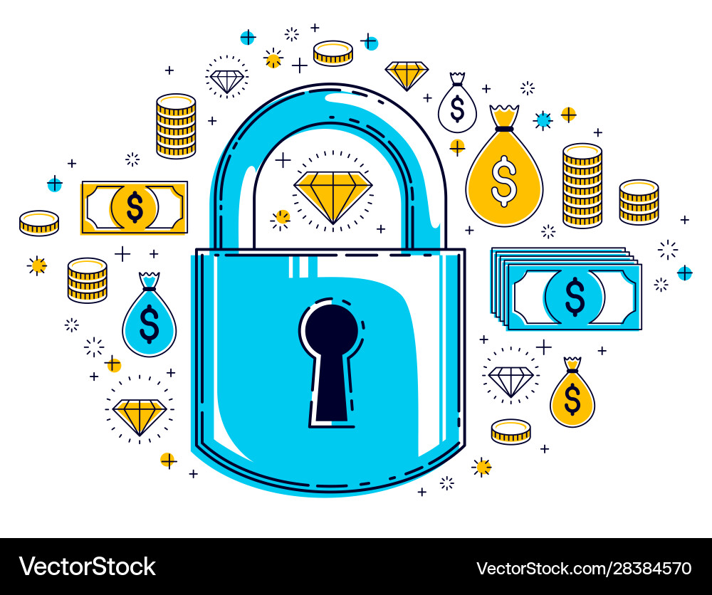 Padlock lock surrounded dollar money icons set Vector Image