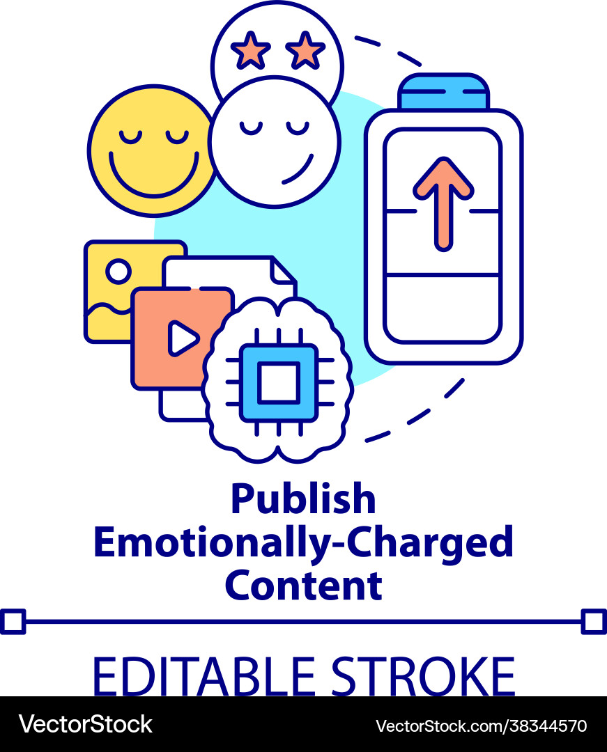 Publish emotionally-charged content concept icon Vector Image