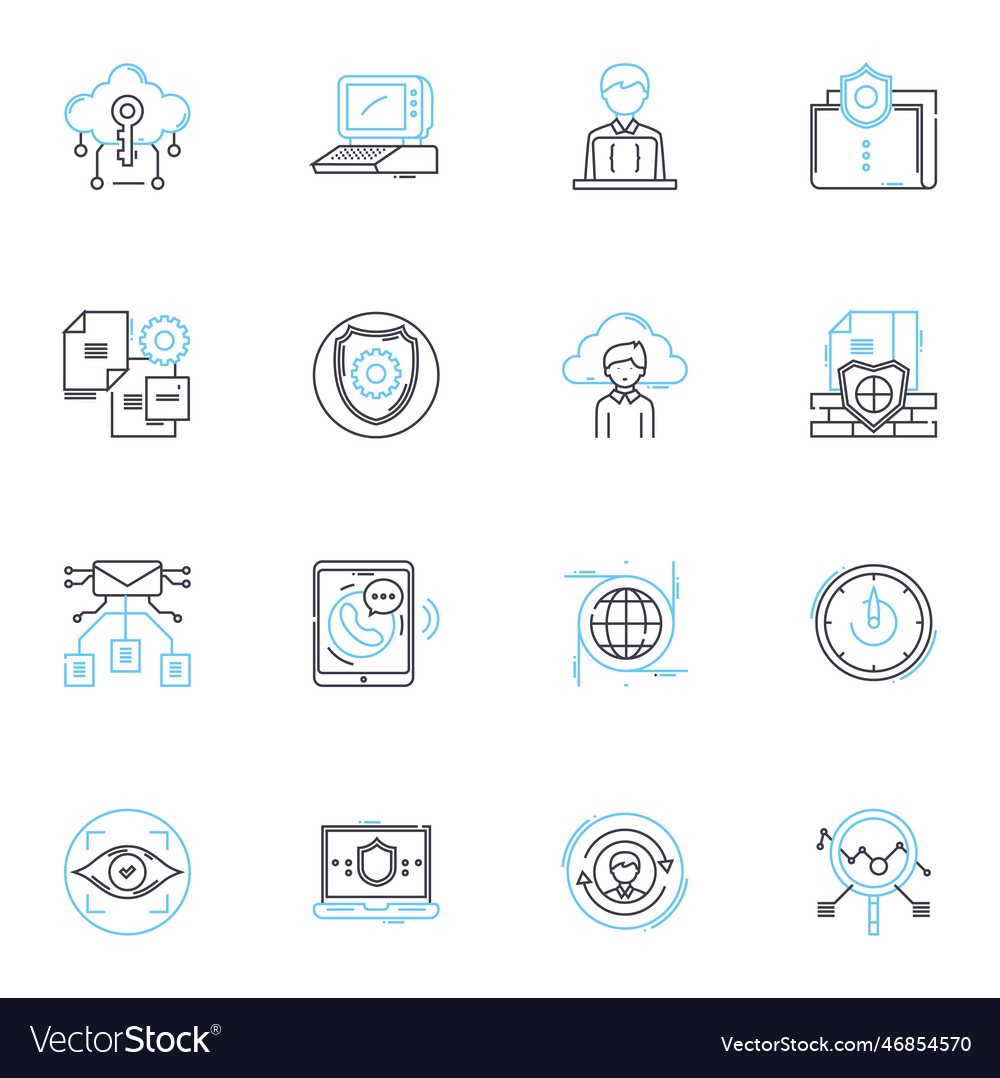 Risk security linear icons set vulnerability Vector Image