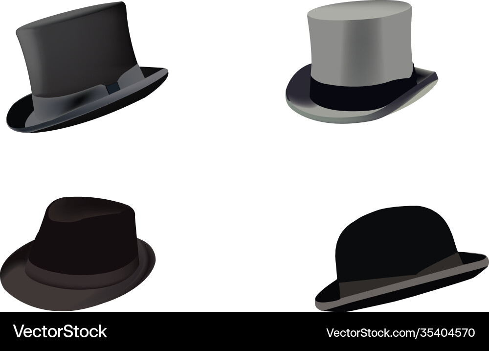 Series elegant mens hats Royalty Free Vector Image