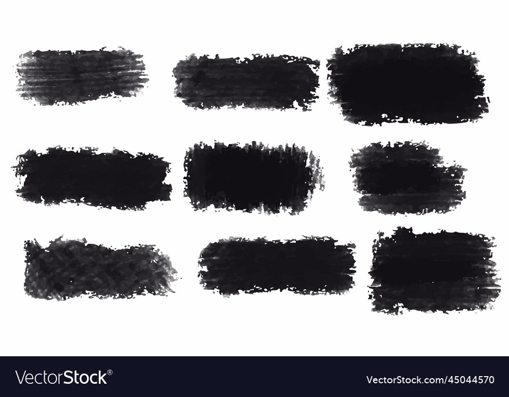 Set of black paint ink brush strokes brushes Vector Image