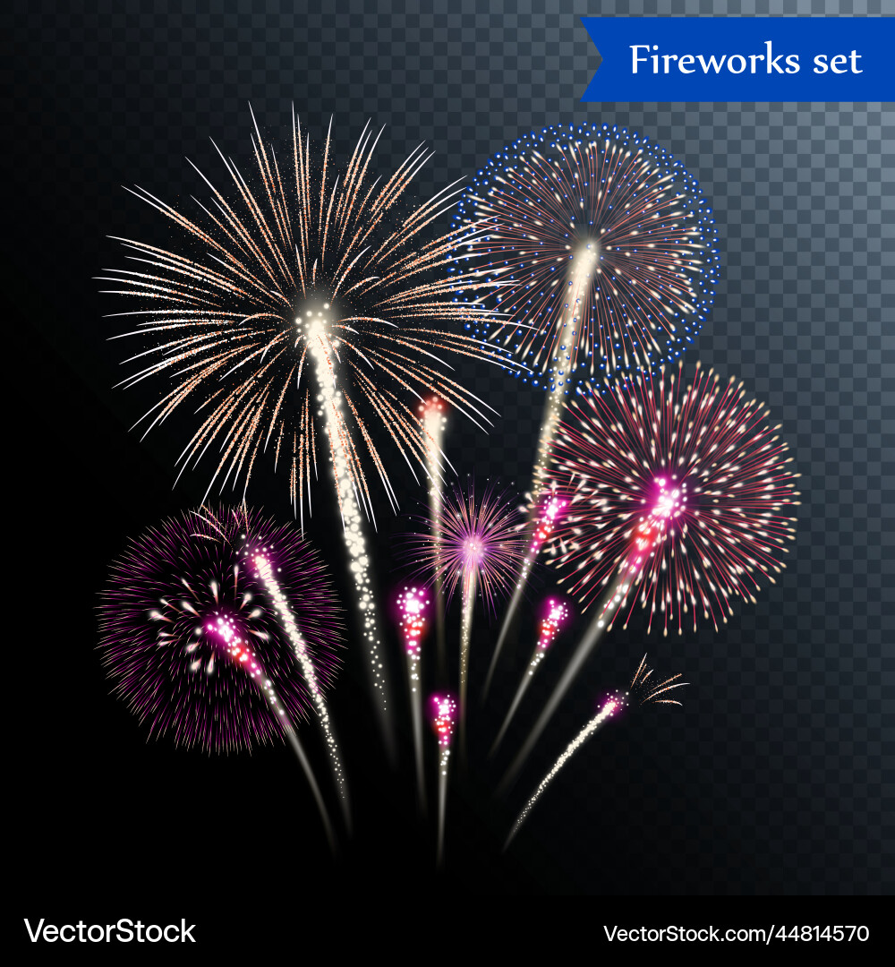 Set of isolated fireworks Royalty Free Vector Image