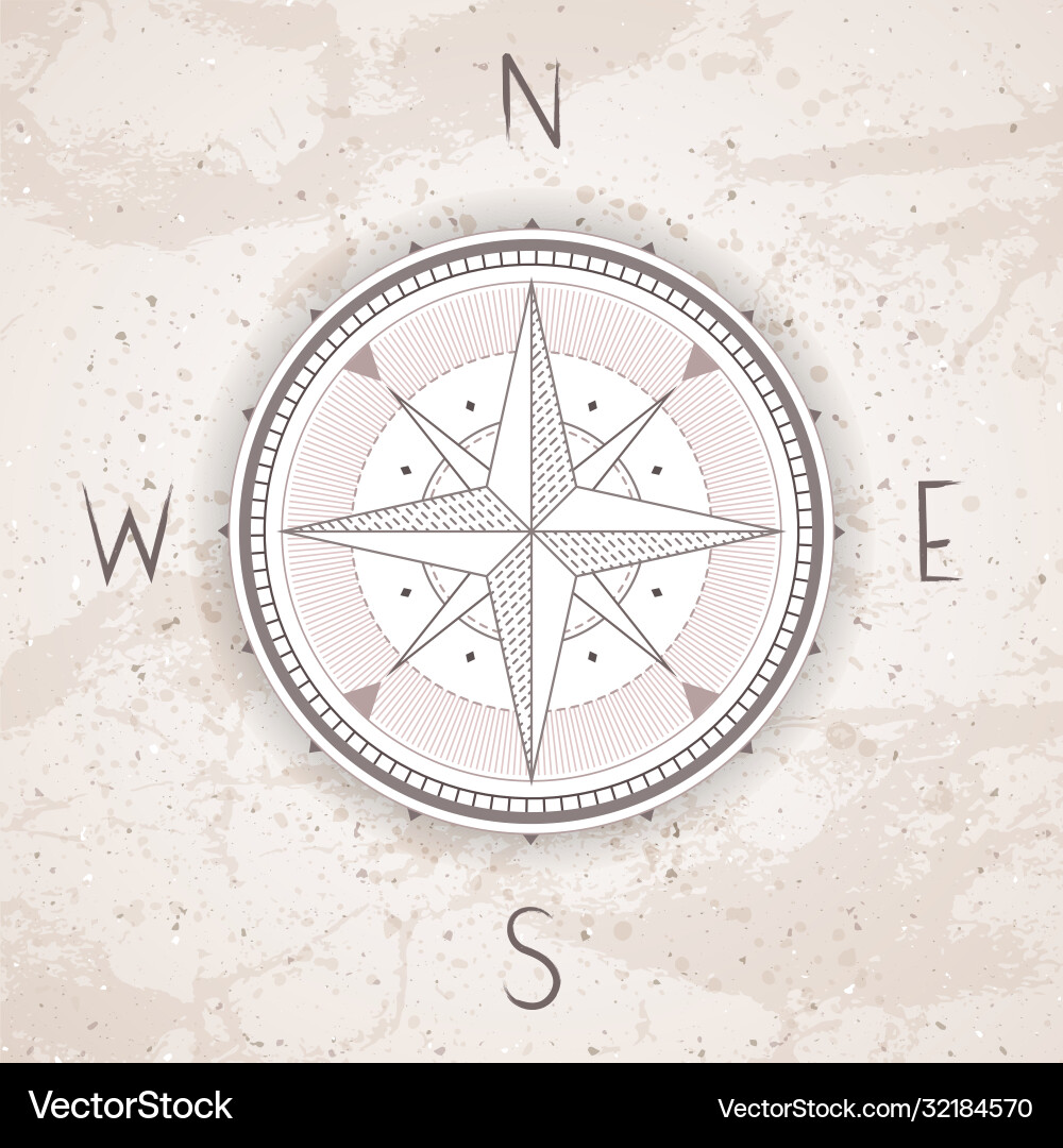 With a vintage compass or wind rose on grunge Vector Image