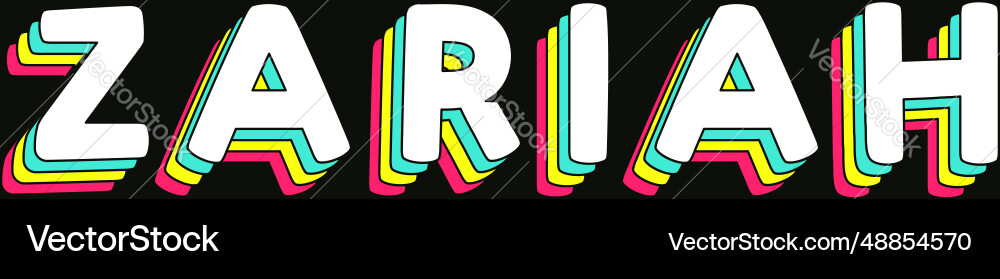 Zariah - retro rainbow typography faded style Vector Image