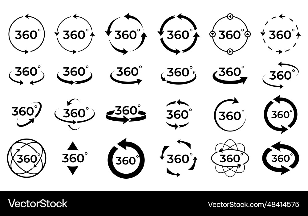360 degree circle a symbol with arrows indicating Vector Image