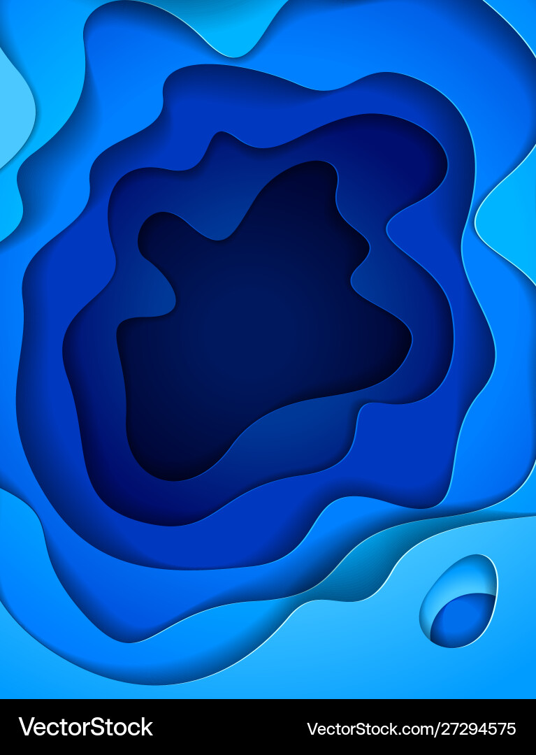 3d abstract blue background with paper cut shapes Vector Image
