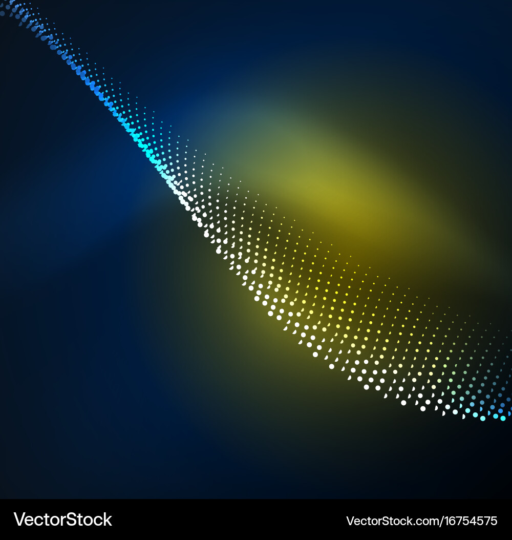 3d illuminated wave of glowing particles Vector Image