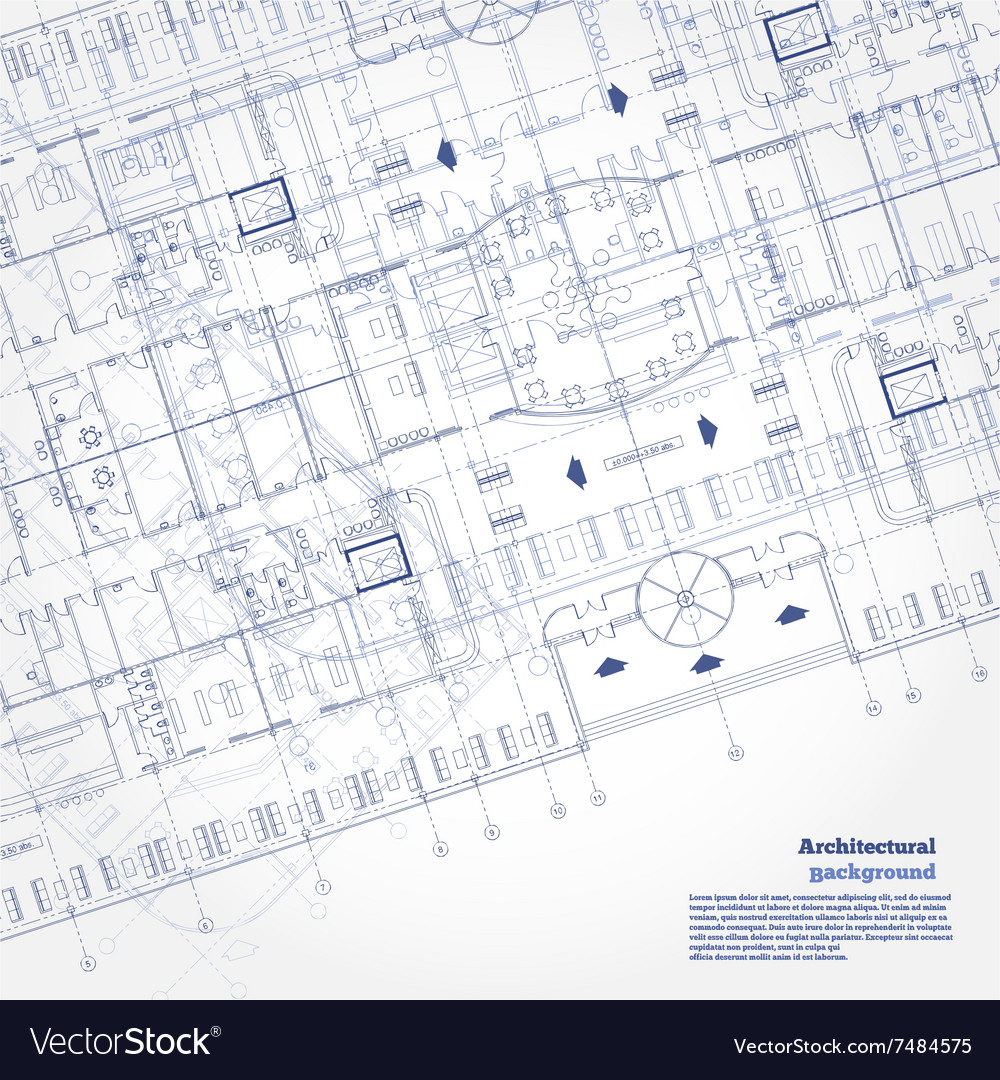 Architectural pattern Gray building plan drawing Vector Image