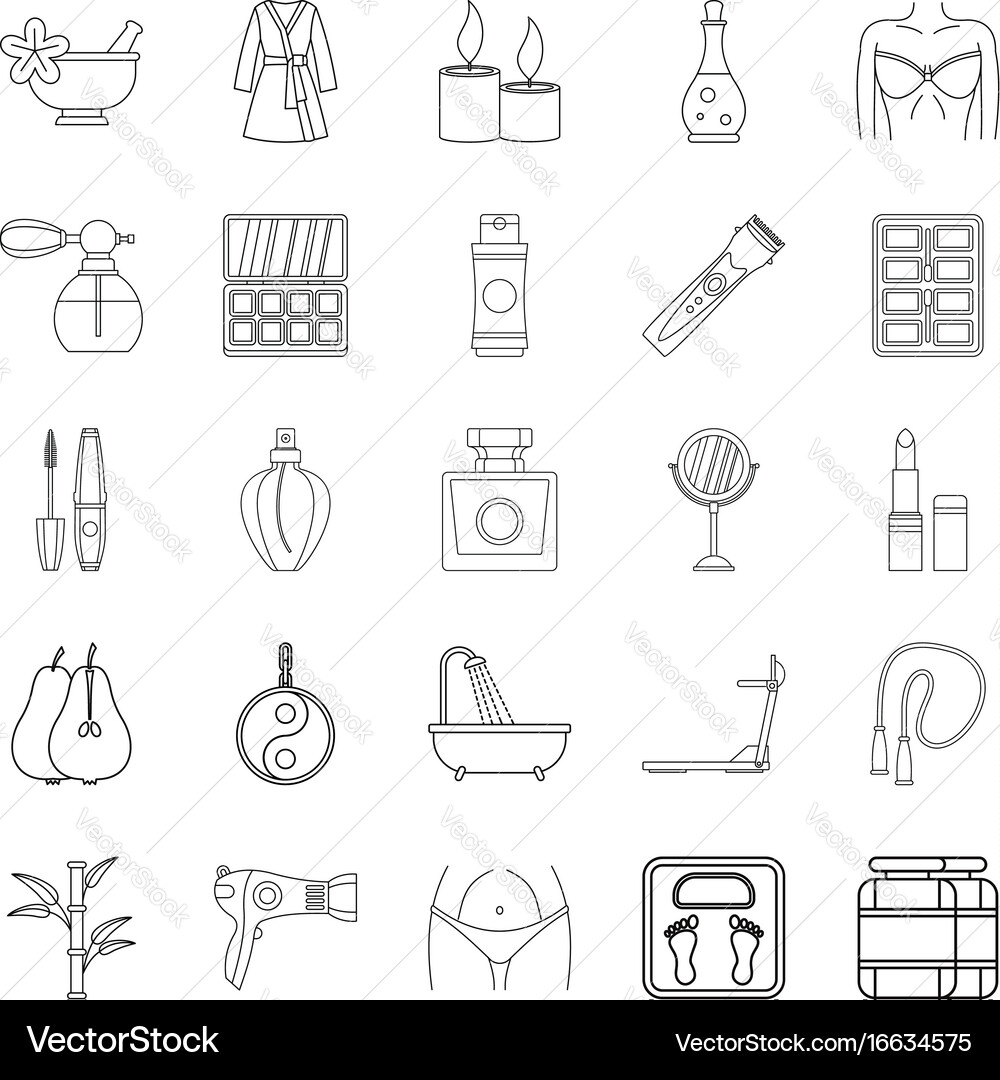 Beauty shop icons set outline style Royalty Free Vector