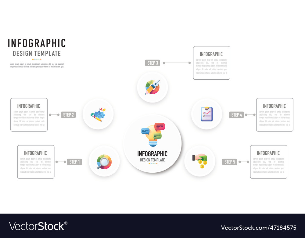 Circular and rectangular mind map infographic Vector Image