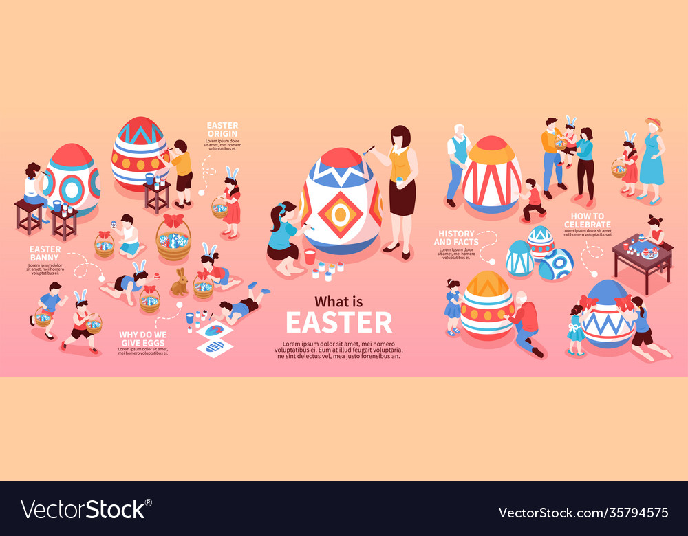 Easter isometric infographics Royalty Free Vector Image