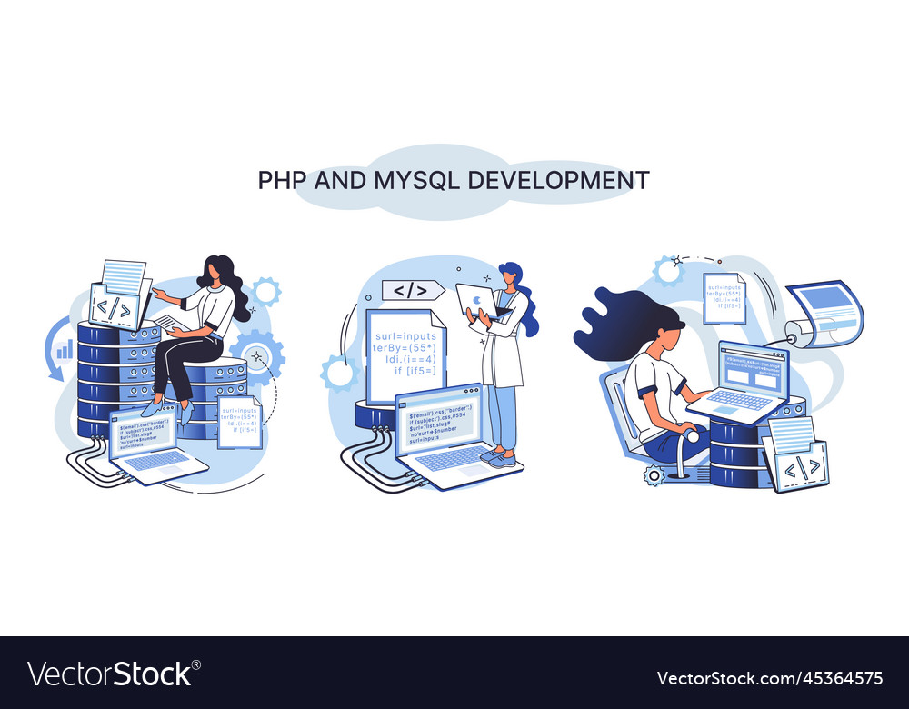 Php and mysql development software website Vector Image