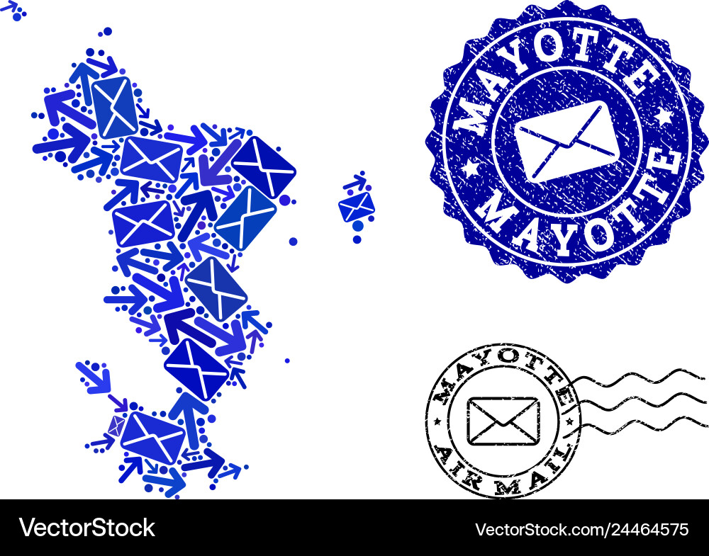 Post communication collage of mosaic map Vector Image