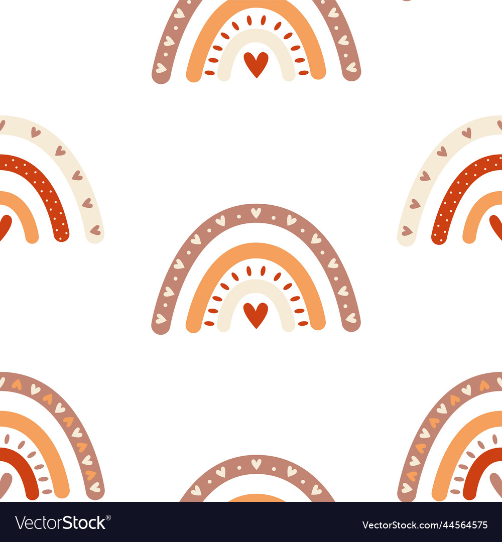 Seamless pattern with boho rainbows on light Vector Image