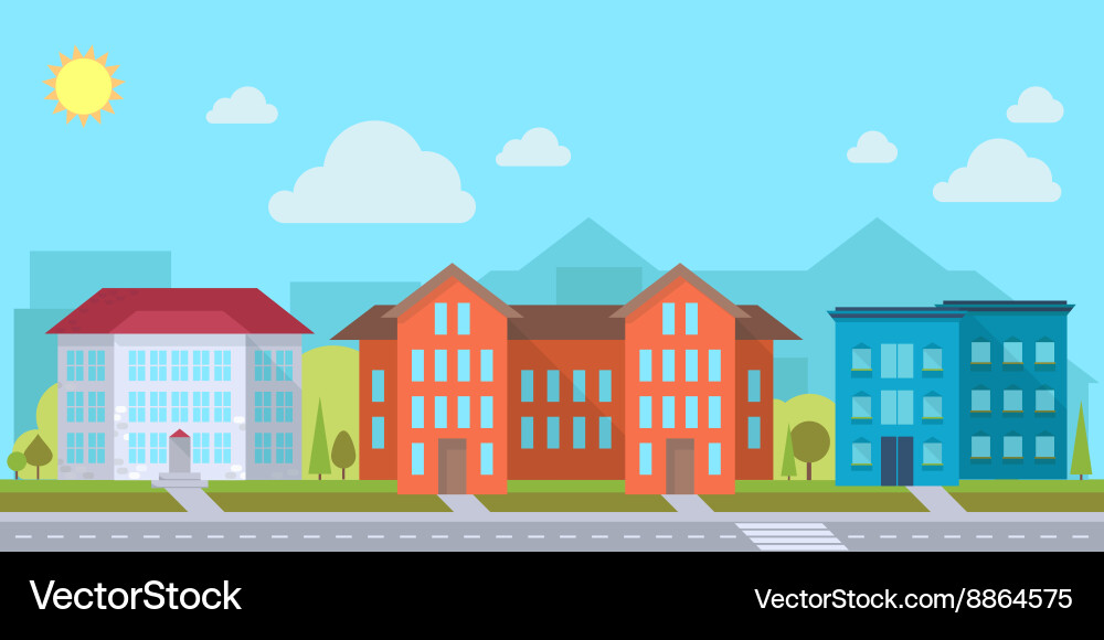 Street with office Royalty Free Vector Image - VectorStock