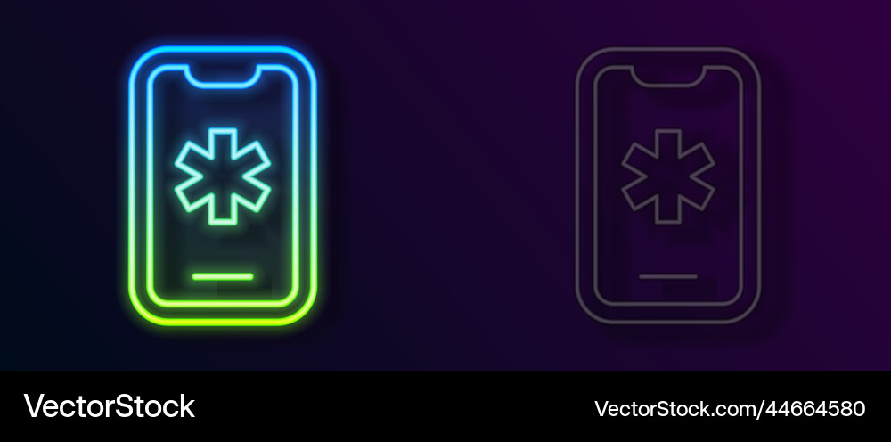 Glowing neon line telephone with emergency call Vector Image